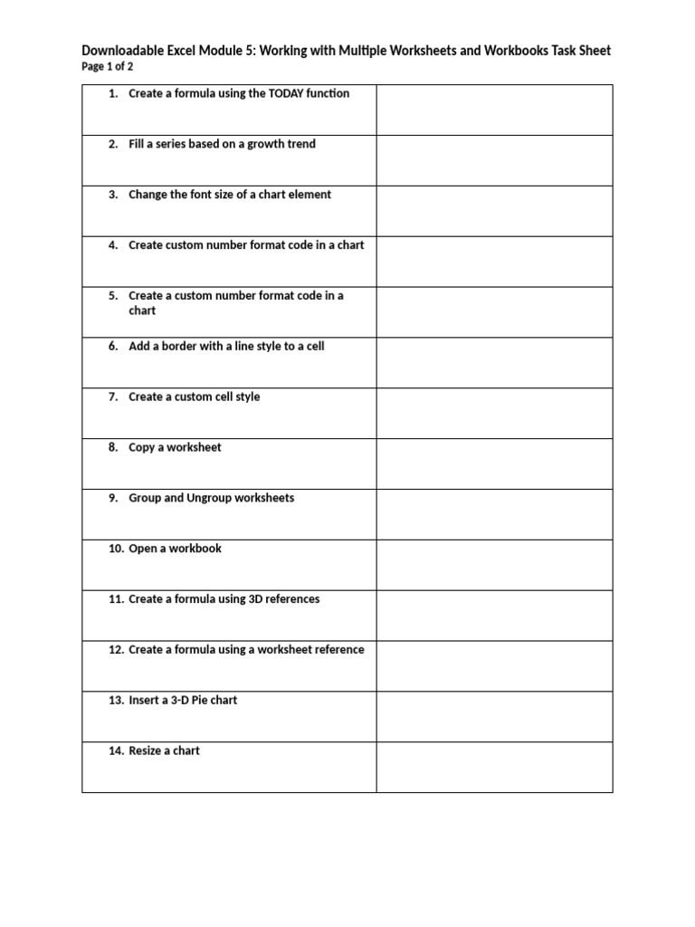 Excel Module 5: Multi-Worksheet Tasks | PDF