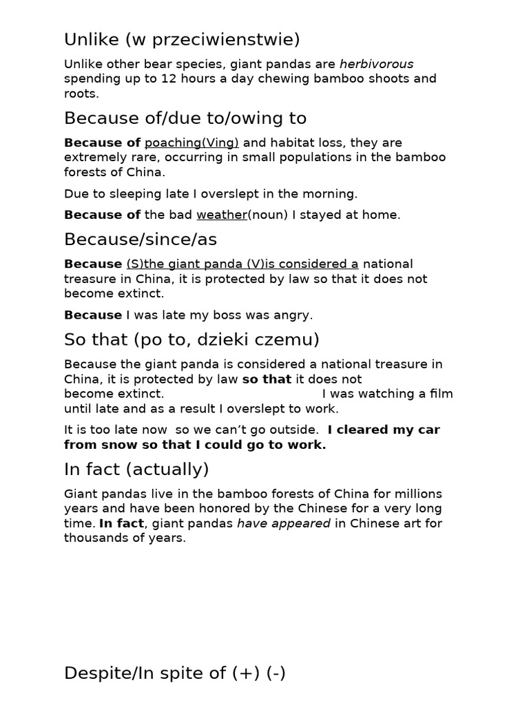 Pandas Linking Words | PDF | Giant Panda | Organisms