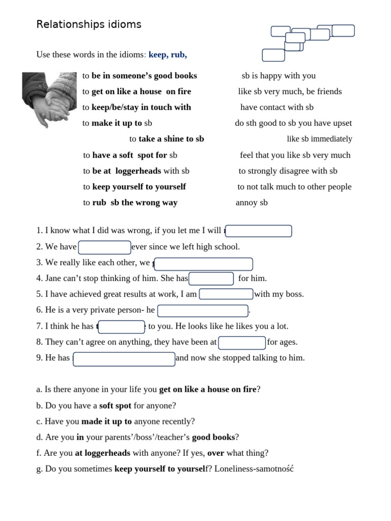 Relationships Idioms Activity | PDF