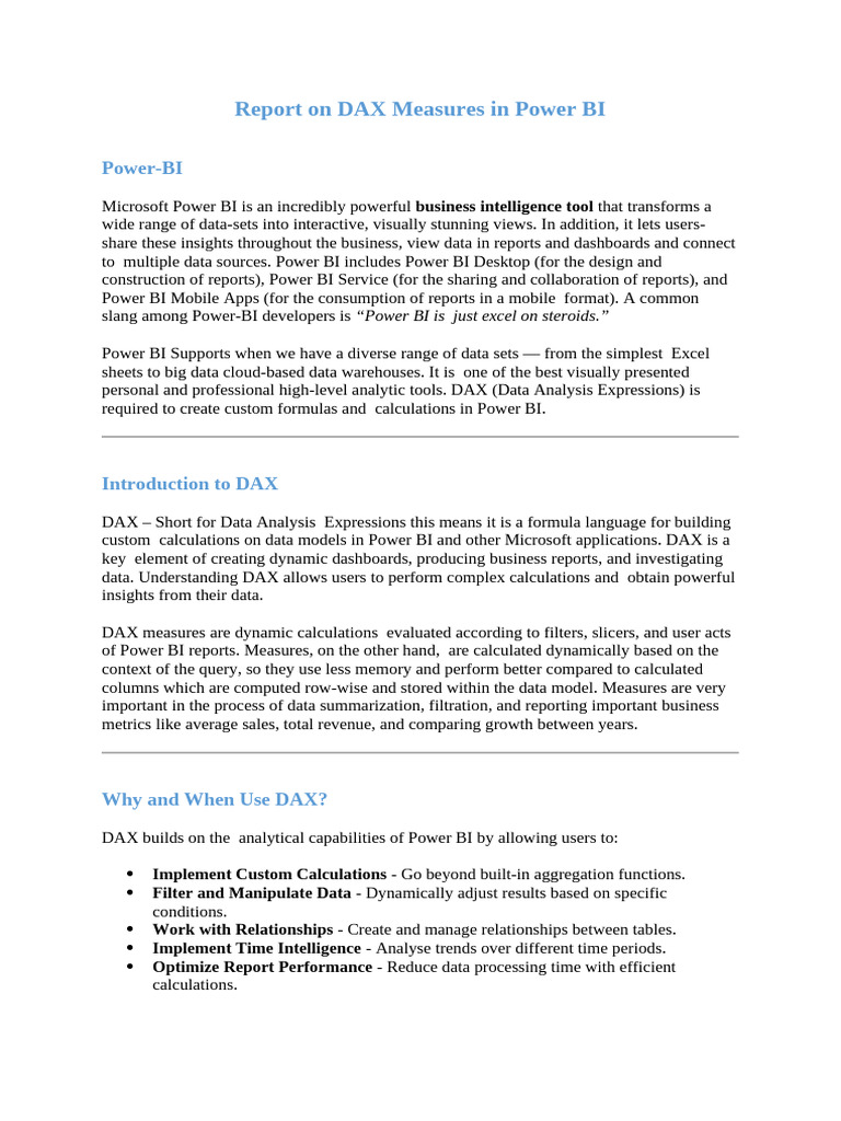 Manual On DAX Measures in Power BI | PDF | Data | Computing