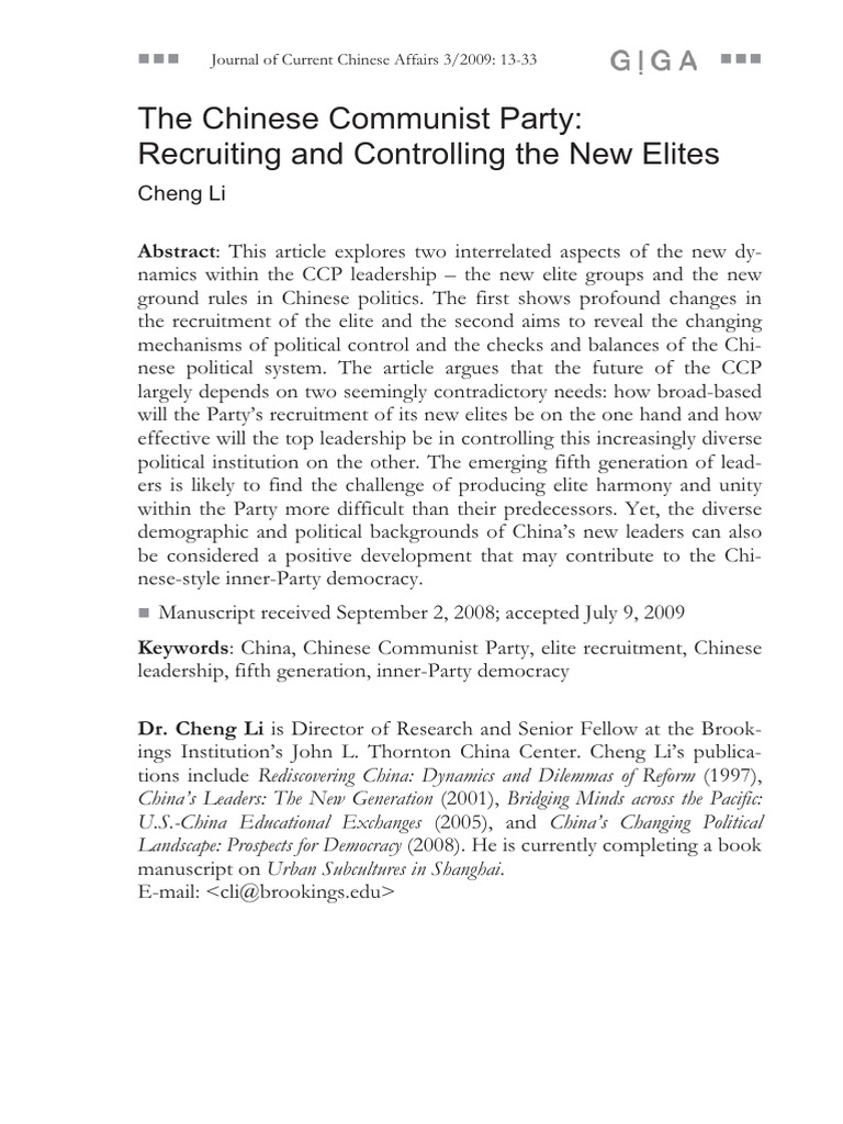 CCP Elite Recruitment and Control Dynamics | PDF | Politics Of China ...