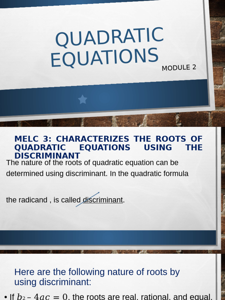 Module 2 Quadratic Equations | PDF | Quadratic Equation | Equations