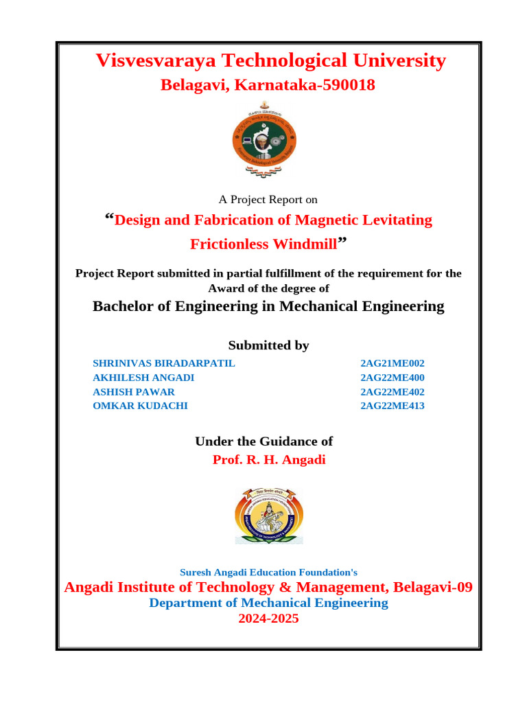 Project Report On Windmill | PDF | Wind Power | Wind Turbine