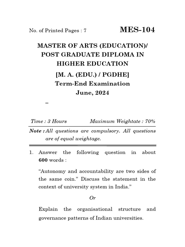 MES-104 | PDF | Curriculum | Cognition