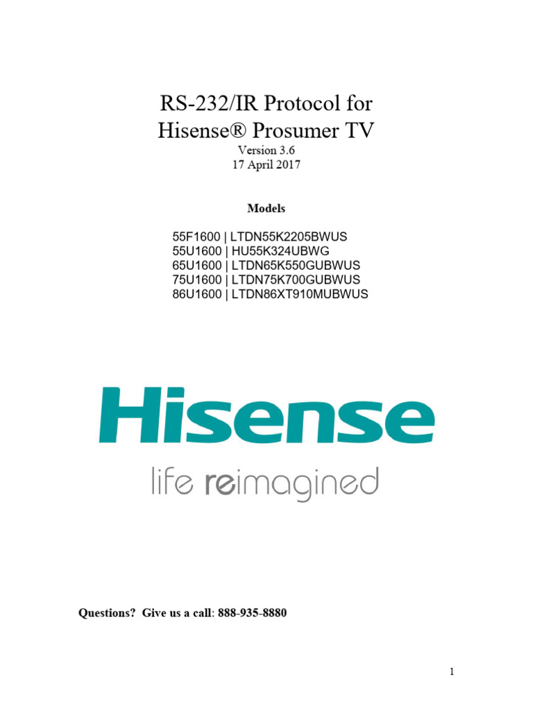 Hisense RS 232 and IR Protocol English - 2 | PDF | Electrical ...