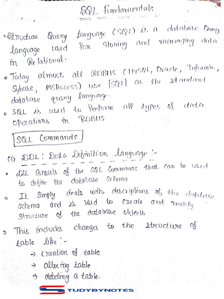 DDL DML DCL TCL Commands | PDF