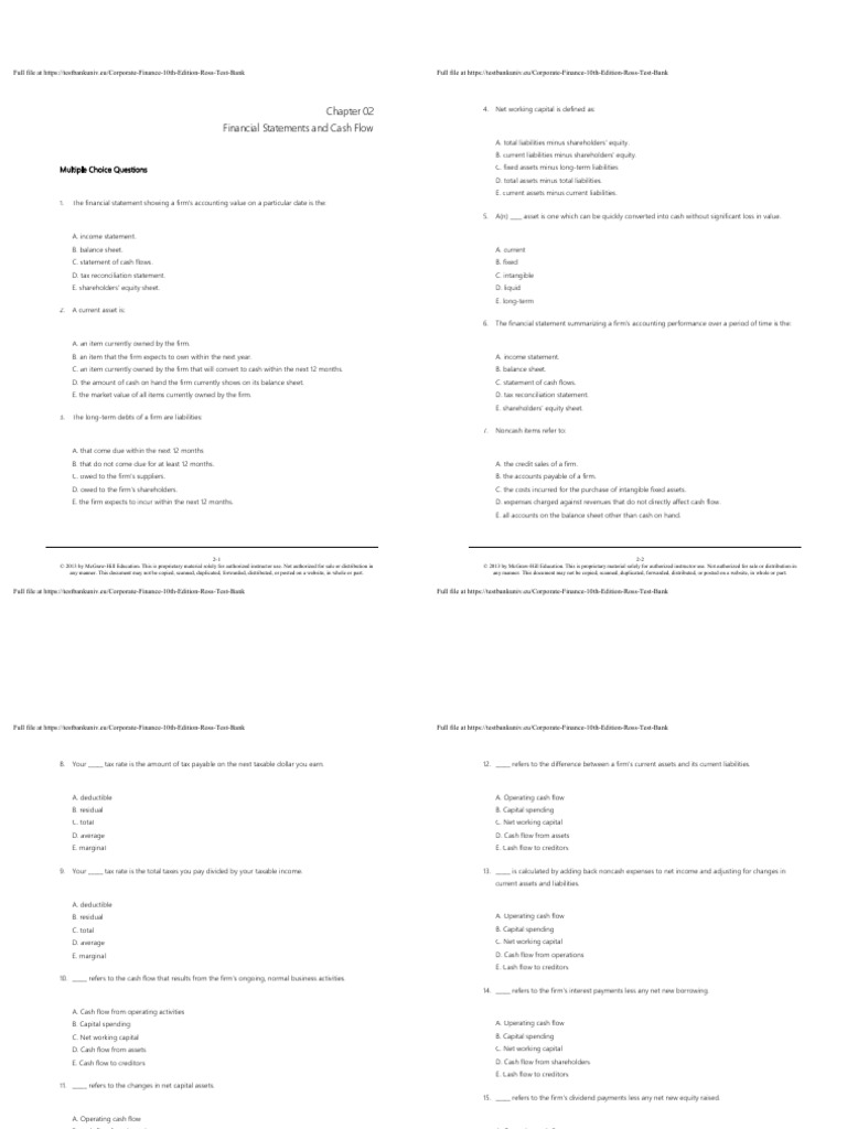 Chapter - 2 Multiple Choice | PDF | Equity (Finance) | Balance Sheet