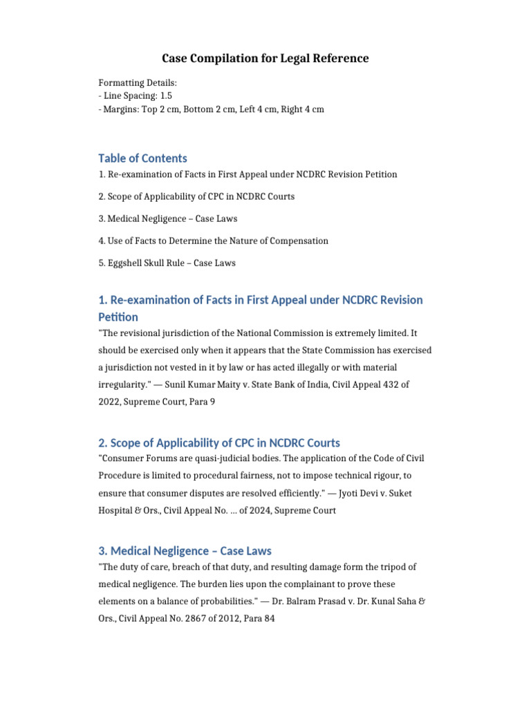 Case Compilation Legal Reference | PDF | Negligence | Damages