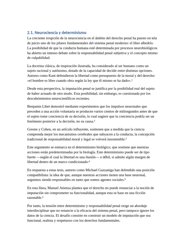 2.1 Neurociencia y Determinismo - Formato Correcto | PDF | Determinismo | Libertad