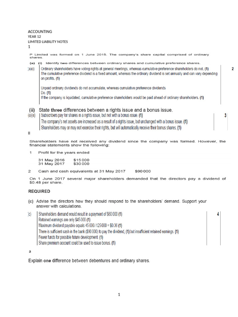 Limited Company Notes YEAR 12 2018 | PDF