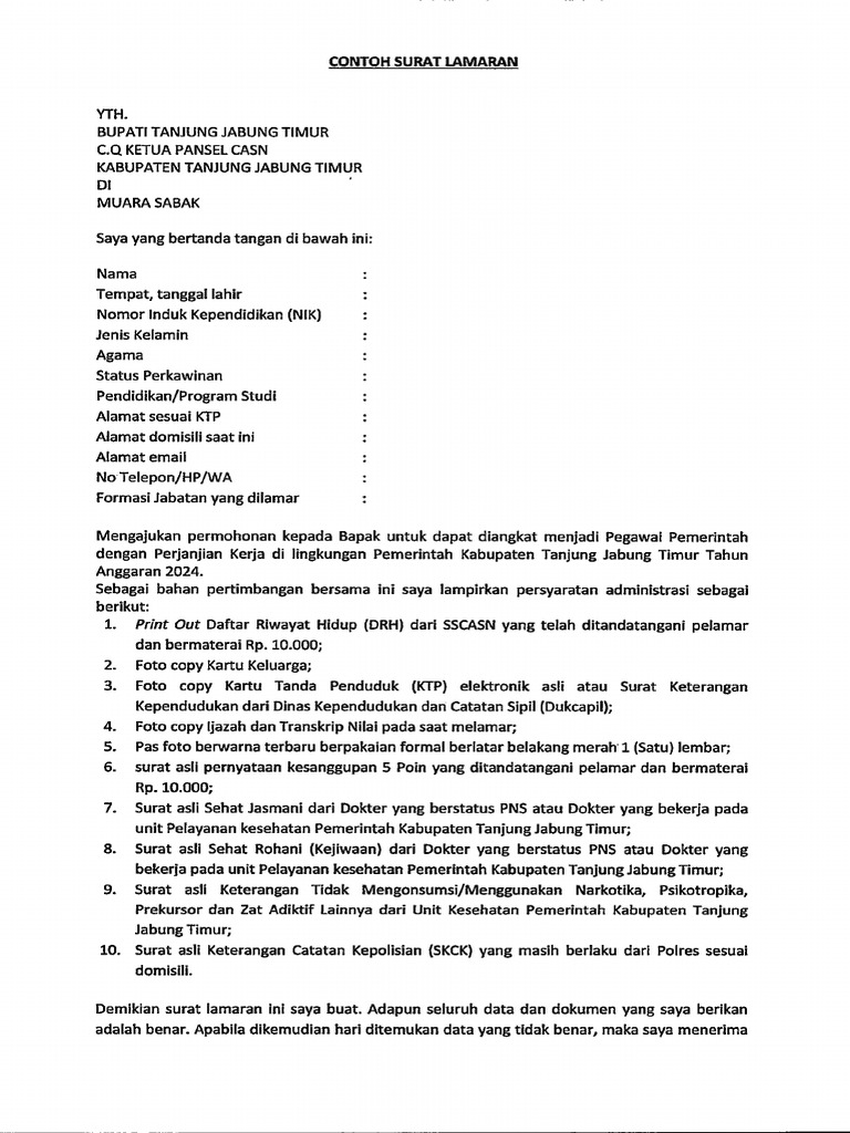 Contoh Surat Lamaran | PDF