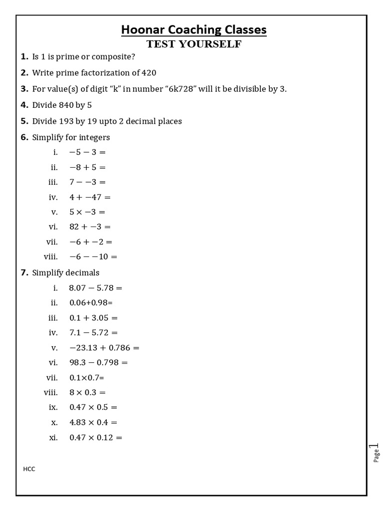 Test Yourself (2) Final | PDF | Numbers | Mathematical Notation