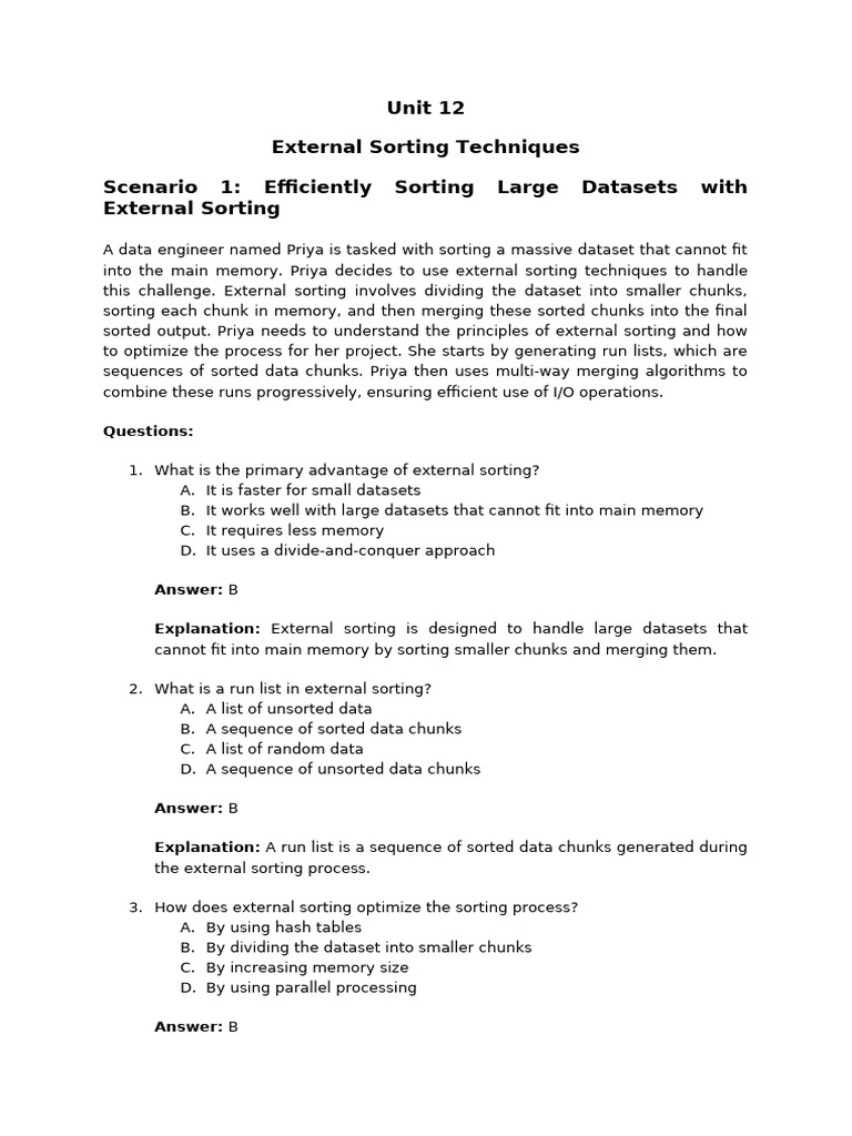 External Sorting Techniques Overview | PDF | Computer Data Storage ...