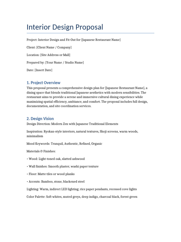 Japanese Restaurant Interior Design Proposal | PDF