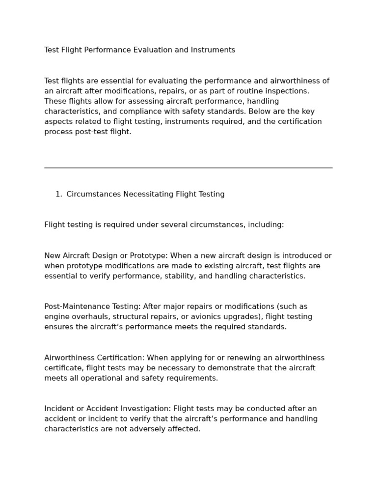Aircraft Test Flight Evaluation Guide | PDF | Flight Test | Glider ...