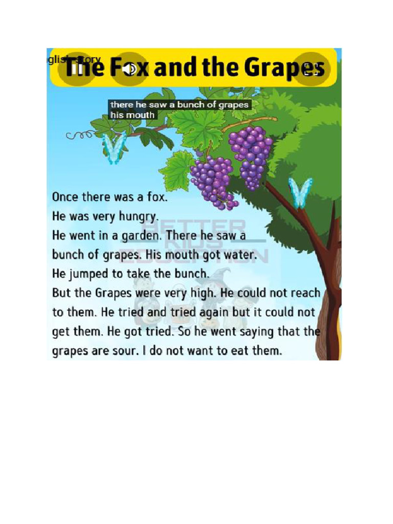 Grapes and Fox Story | PDF