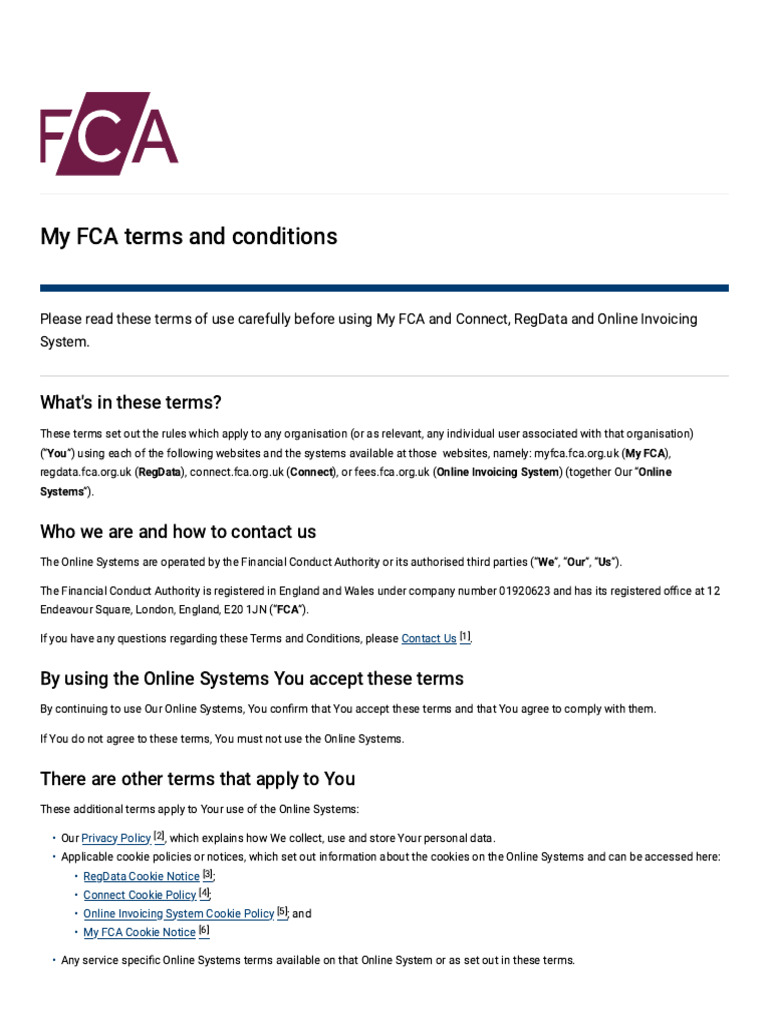 My FCA Terms and Conditions | PDF | Http Cookie | Computer Virus