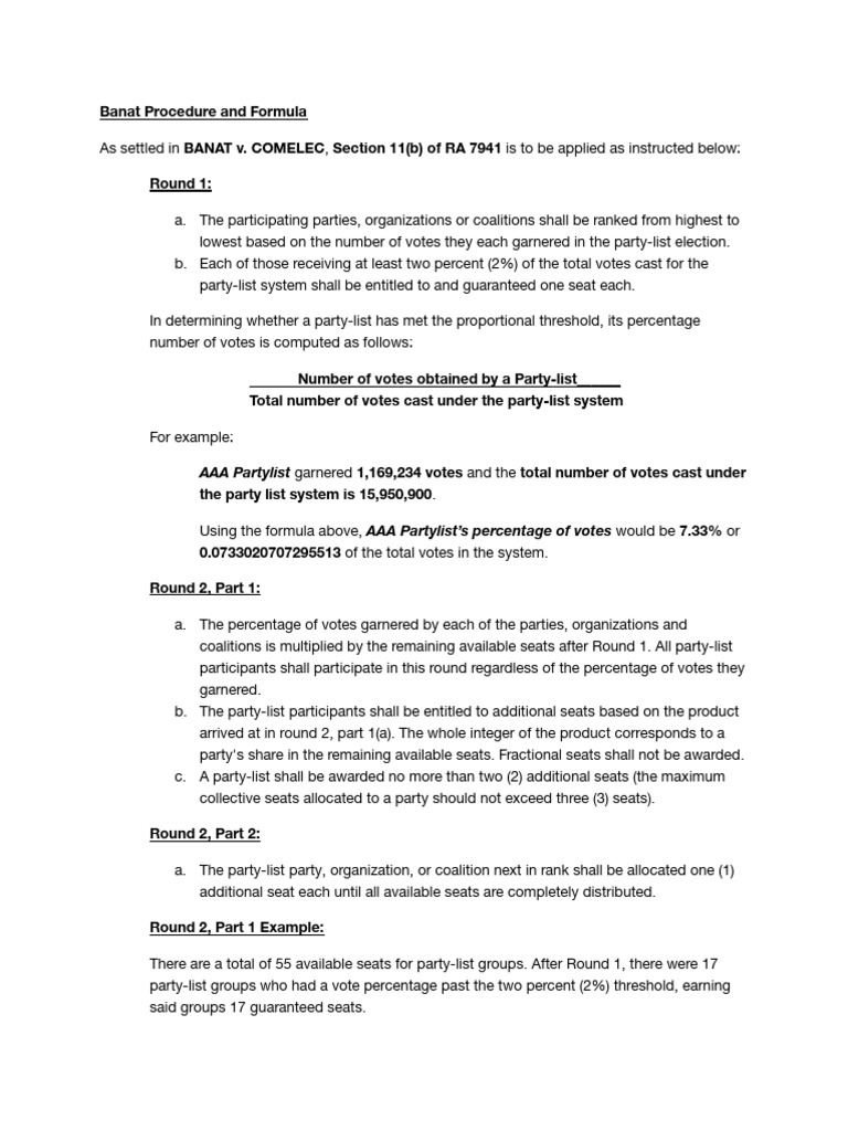 Party-List Seat Allocation in the Philippines | PDF | Accountability ...