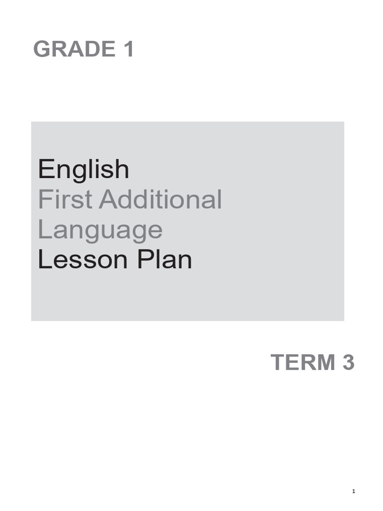 EFAL Term 3 Grade 1 Lesson Plan | PDF | Phonics | Reading Comprehension