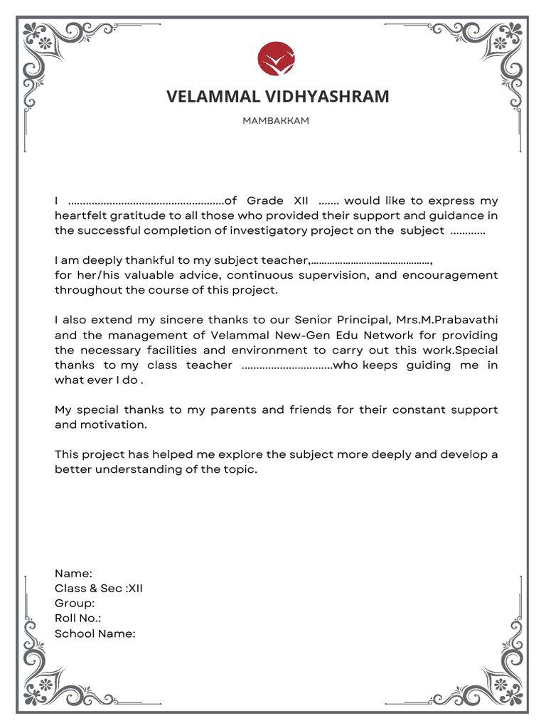 Grade 12 Project Report Template | PDF