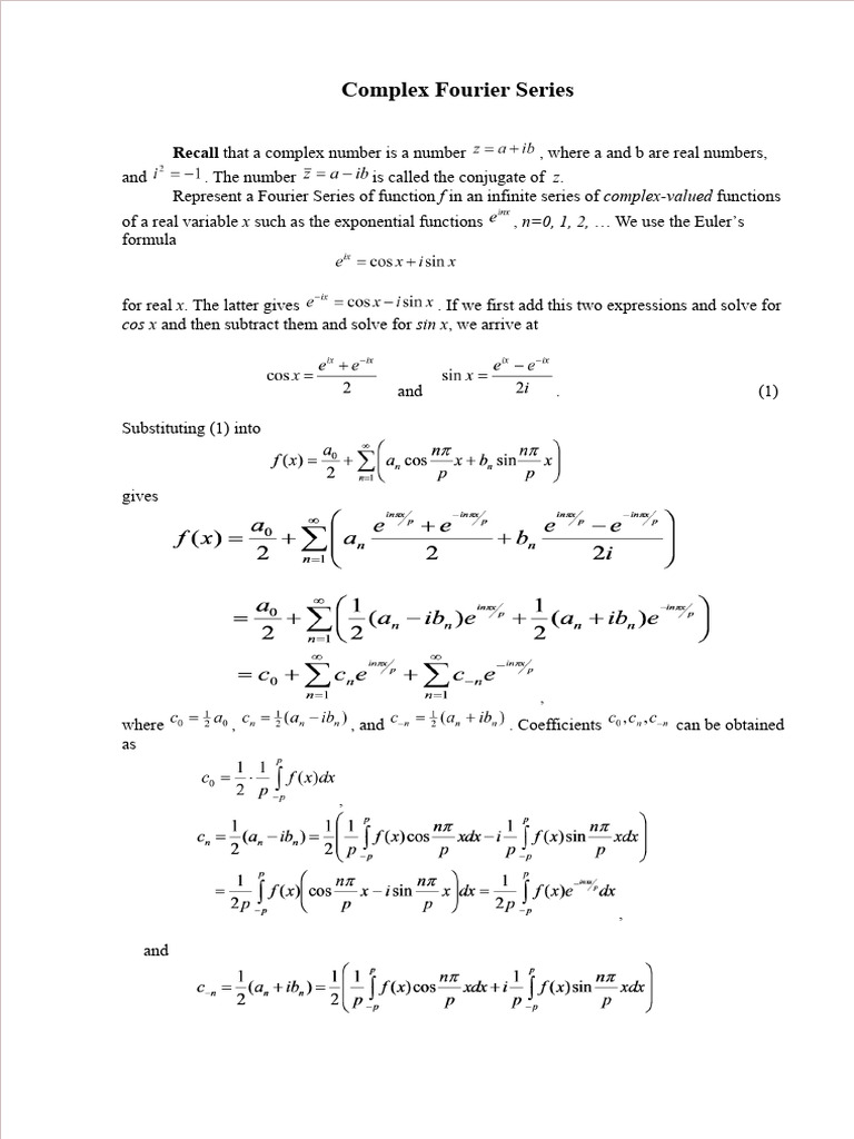 11 Complex Fourier Series | PDF