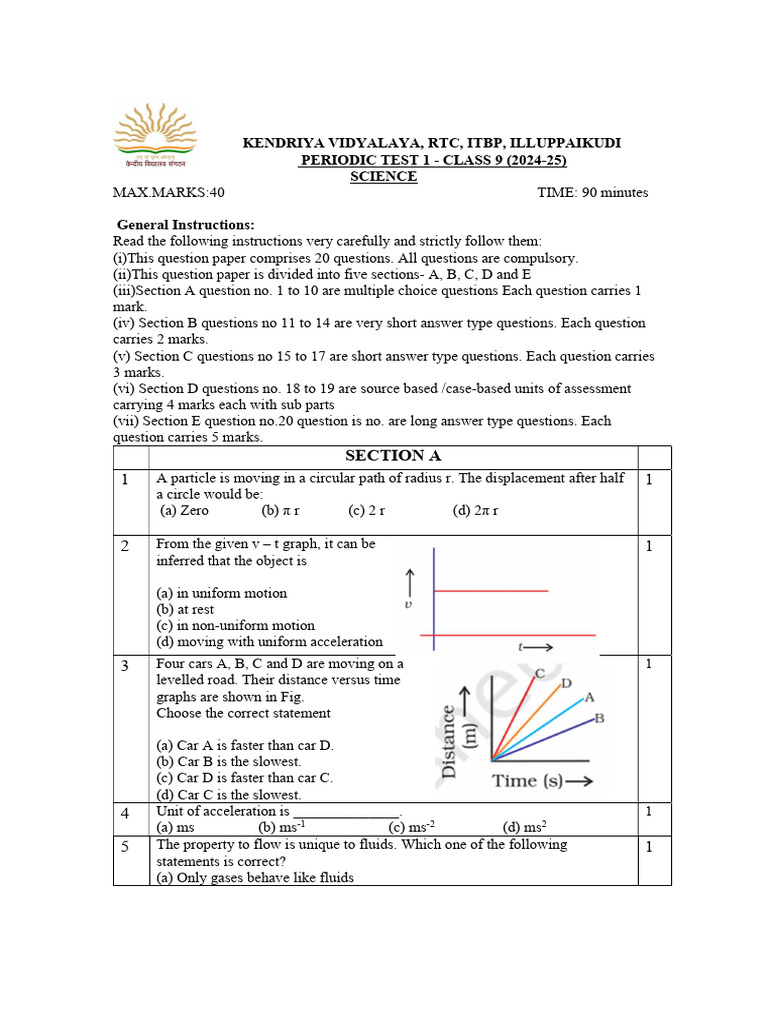 Kendriya Vidyalaya RTC Itbp Science Class 9 | PDF | Gases | Endoplasmic ...