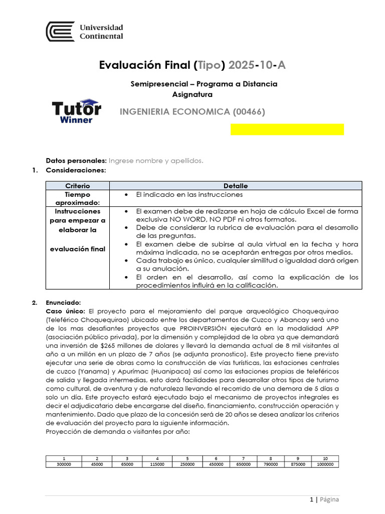TW-Examen Final INGECO - 2025 10A Ok (Choquequirao) | PDF