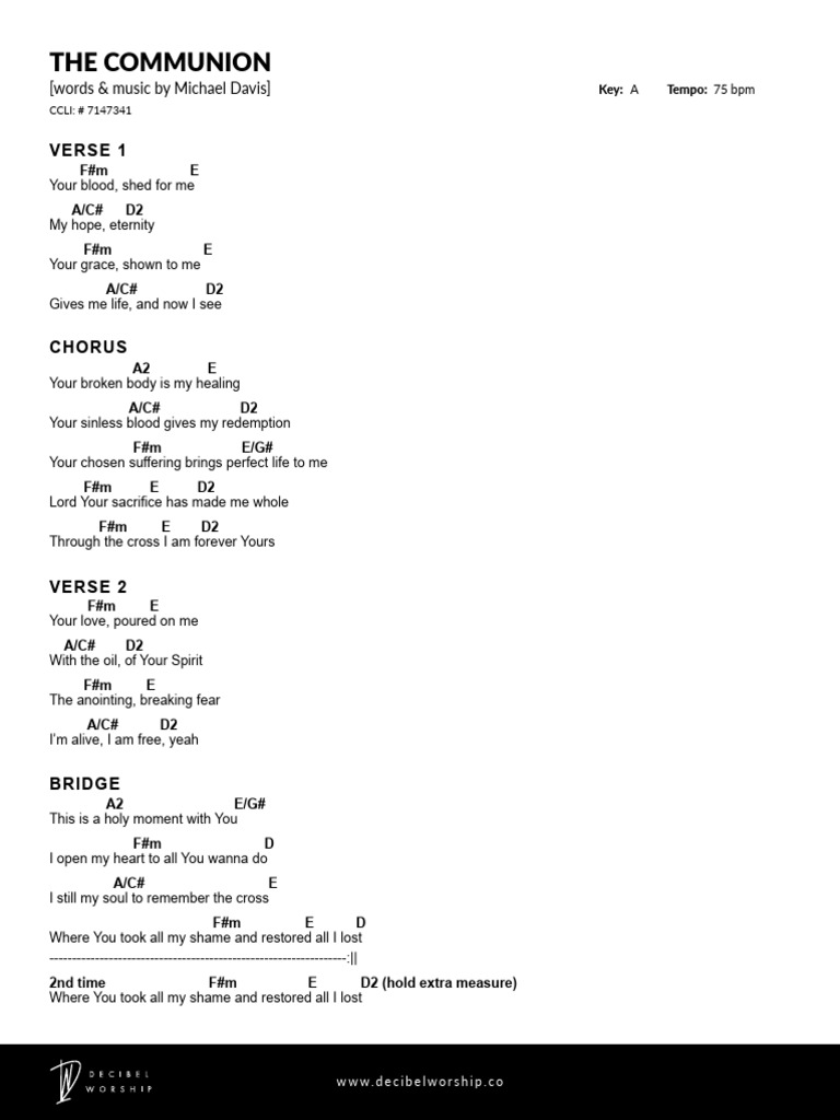 Communion Chords in Key of G | PDF