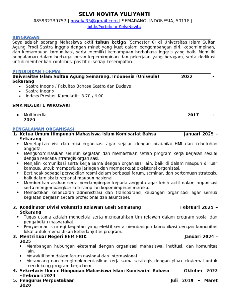 CV Fahmi Template | PDF