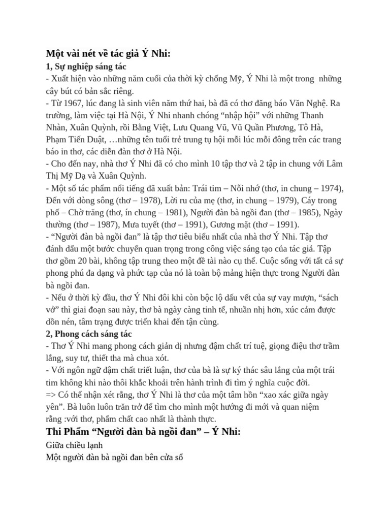 Một vài nét về tác giả Ý Nhi | PDF