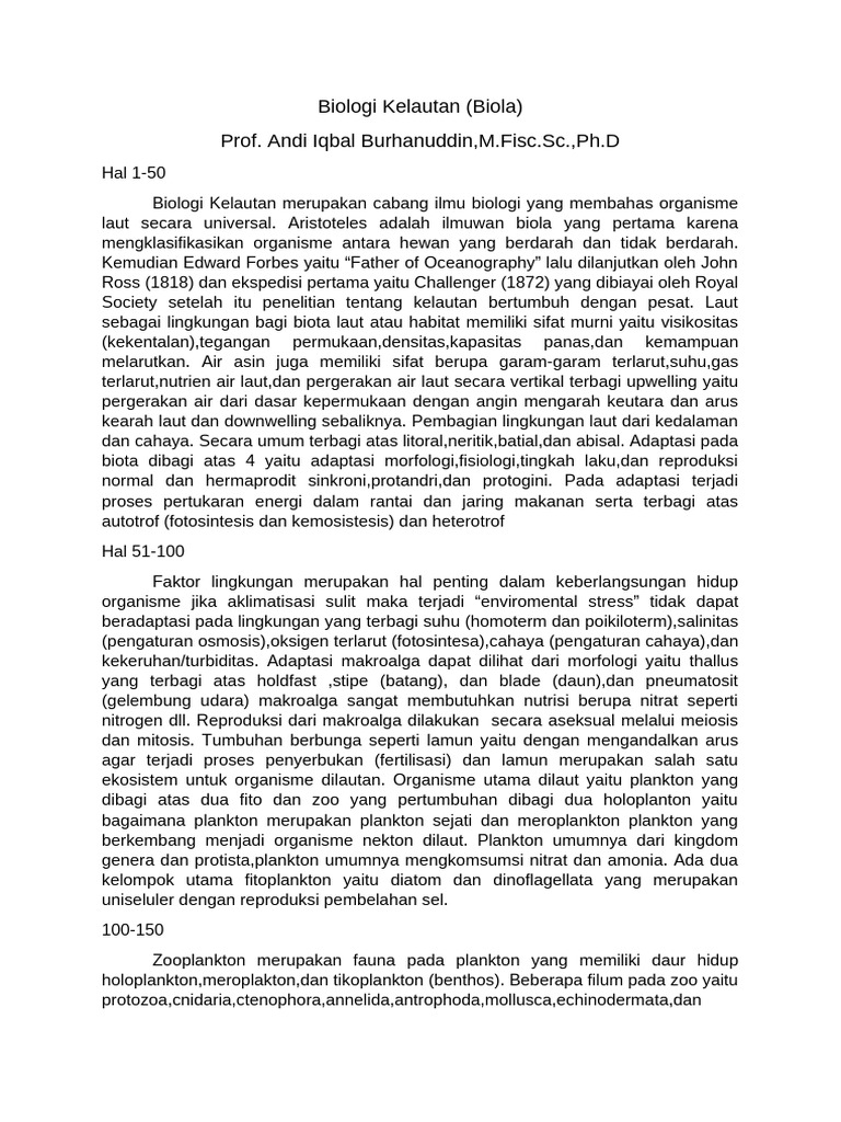 Biologi Kelautan | PDF