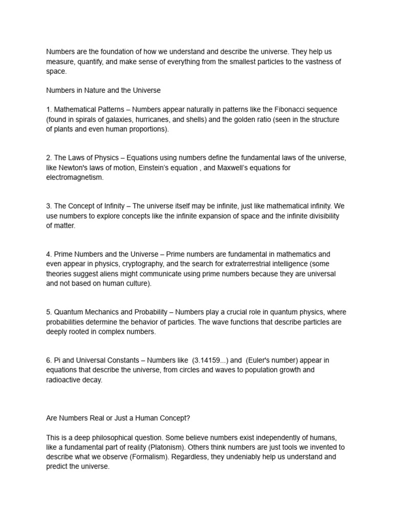 Numbers in Nature and the Universe | PDF