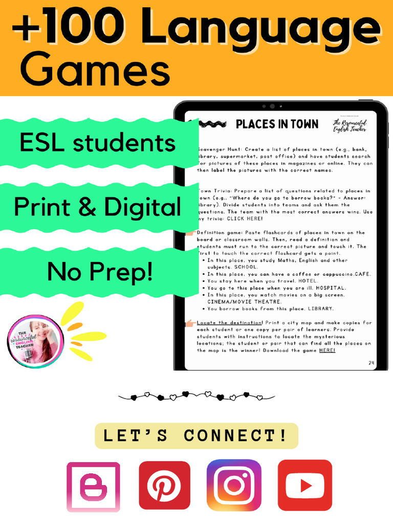ESL Classroom Games for Teachers | PDF | Sentence (Linguistics ...