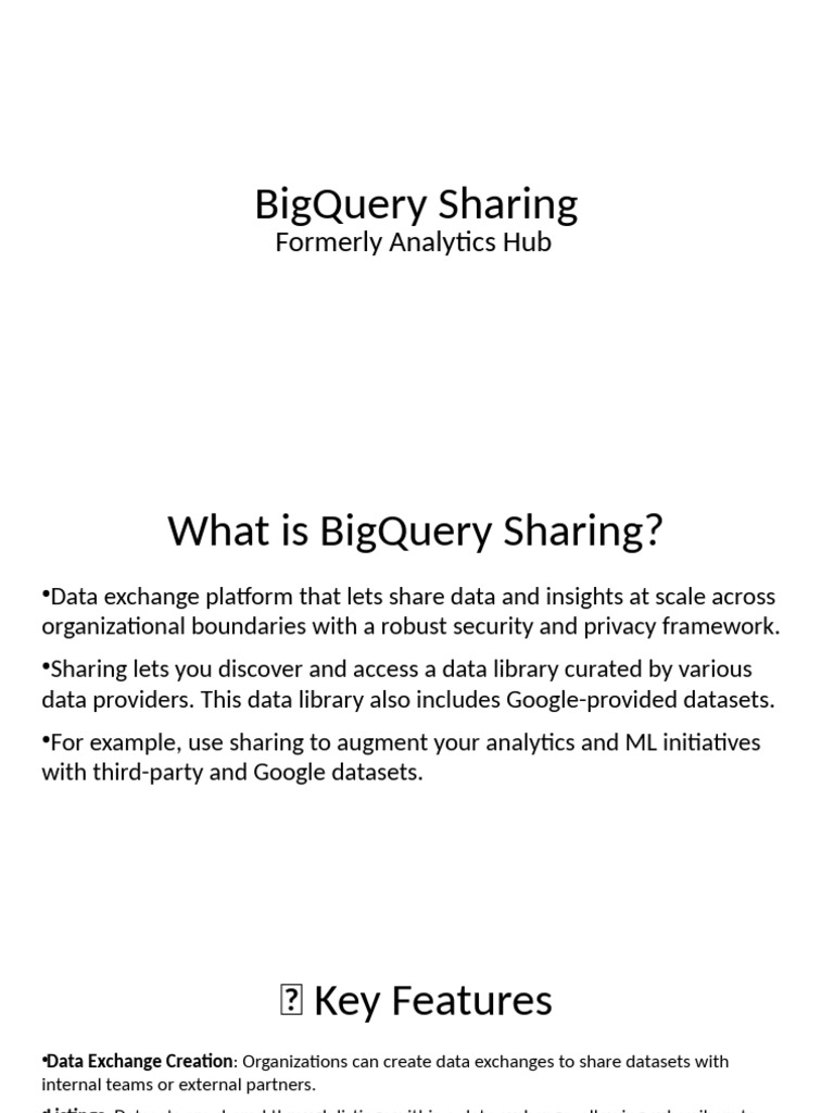 BigQuery Sharing Presentation | PDF | Data | Privacy