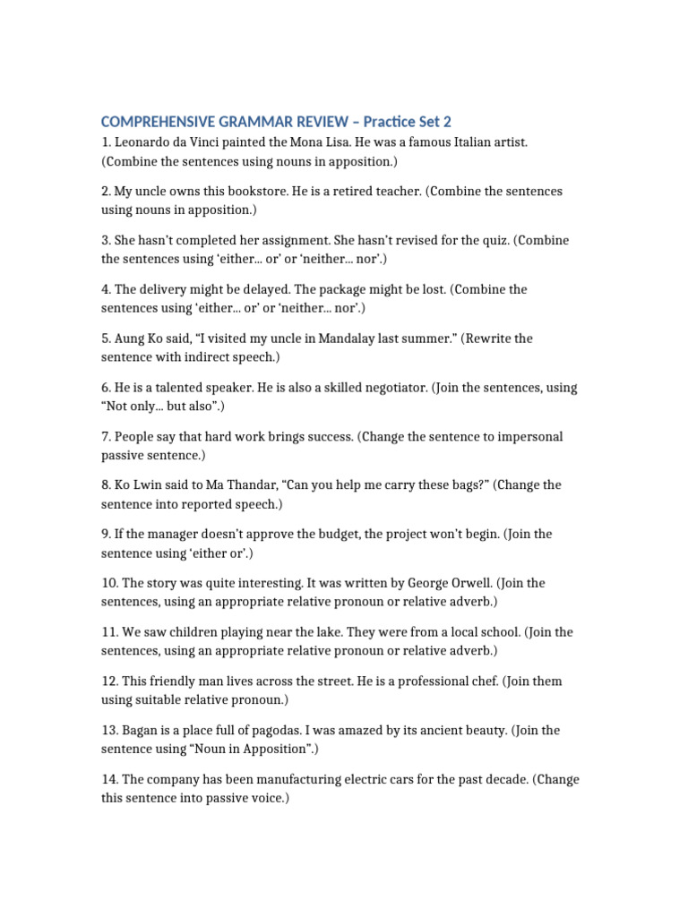 Comprehensive_Grammar_Review_Set_2 | PDF | Adjective | Languages