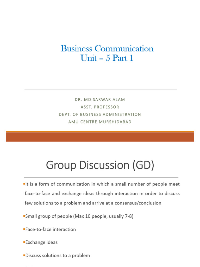Business Communication Unit 5 Part 1 | PDF | Communication | Nonverbal ...
