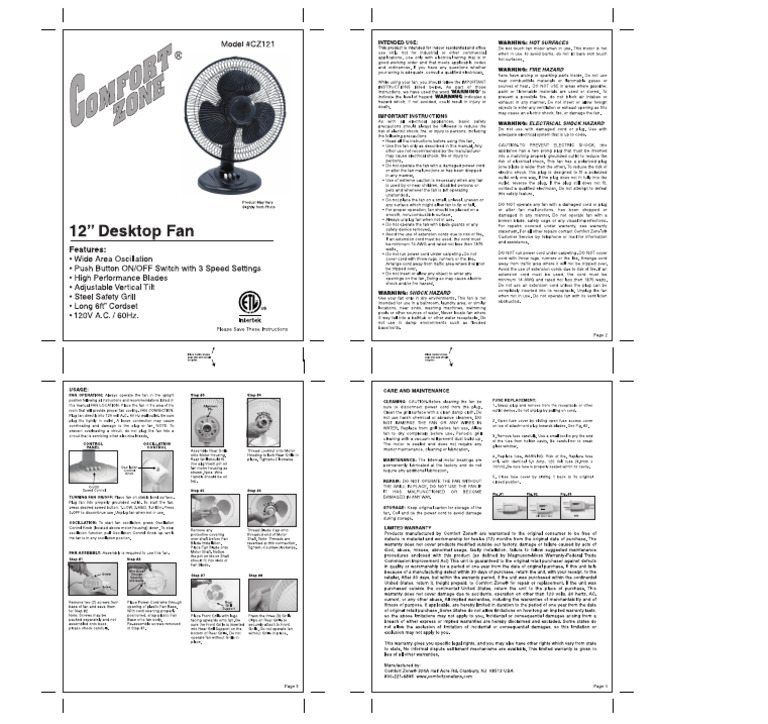 12 Fan Manual | PDF