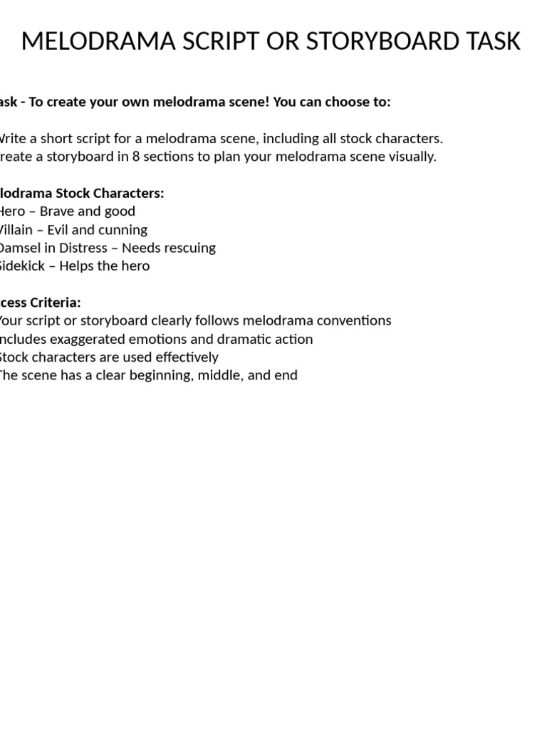 Create Your Own Melodrama Scene | PDF