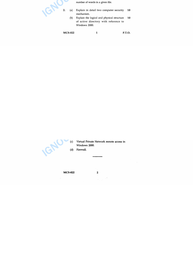 MCS 022 June2010 June2023 | PDF | Computer Network | Operating System