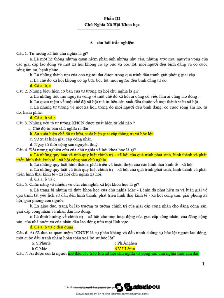 Bản Sao 215-Cau-Hoi-Va-Dap-An-Trac-Nghiem-Chu-Nghia-Xa-Hoi-Khoa-Hoc | PDF