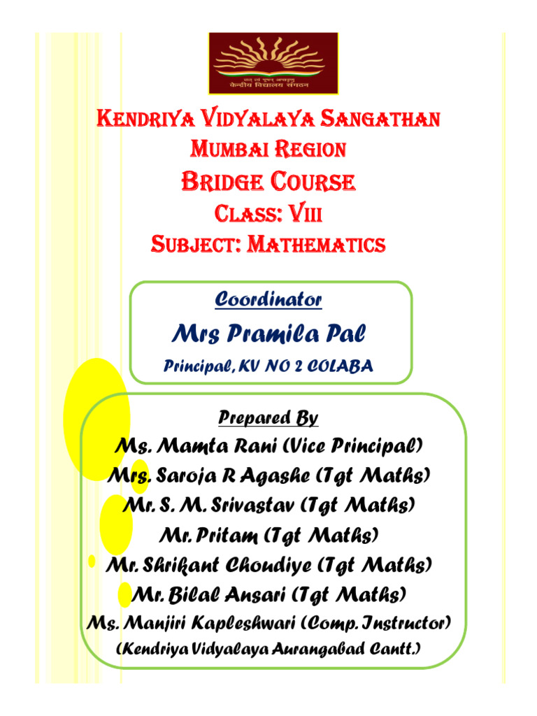 KVS Class 8 Maths Bridge Course 2025-26 | PDF | Area | Triangle