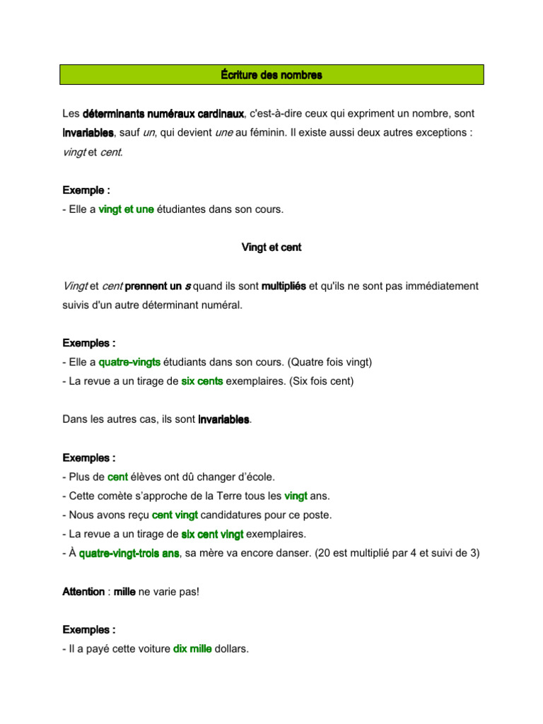 Ecriture Des Nombres | PDF