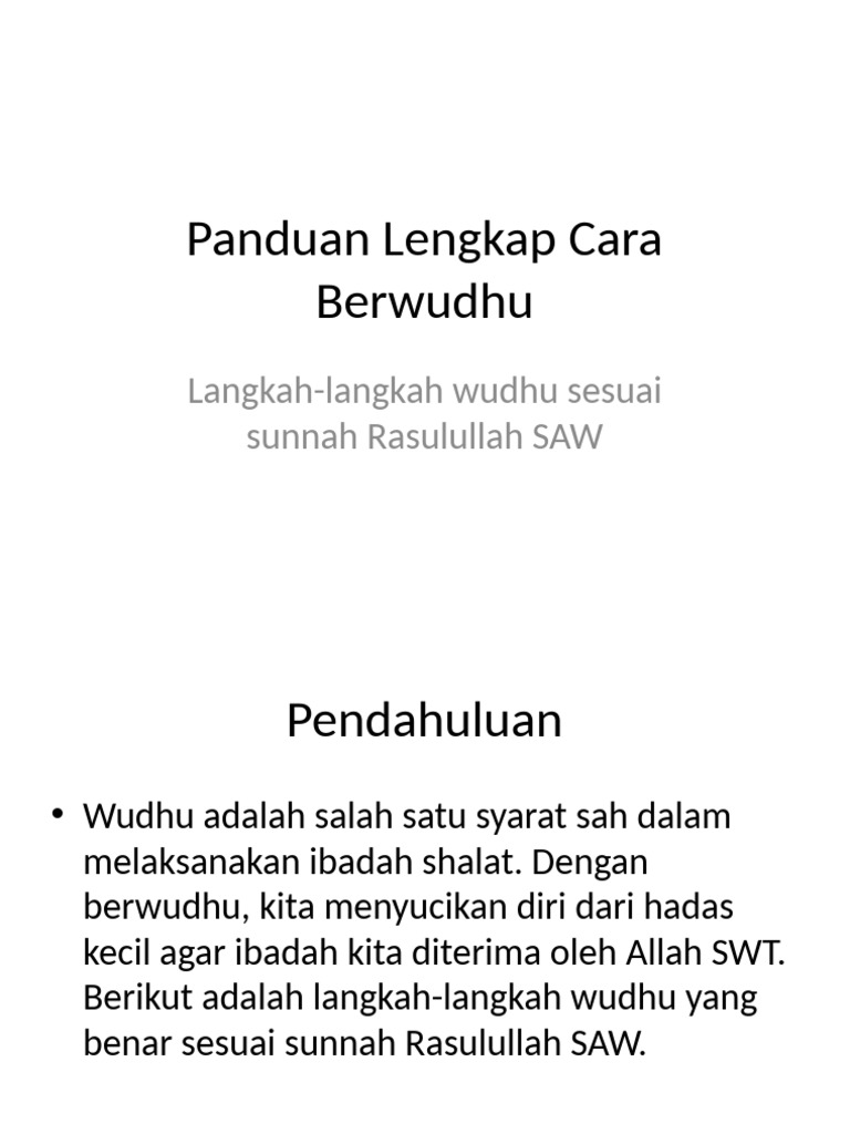 Panduan Wudhu Lengkap dan Bergambar | PDF