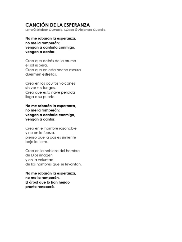 Canción de la Esperanza: Letra y Mensaje | PDF