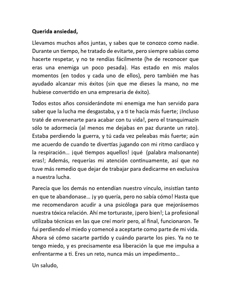Querida Ansiedad | PDF