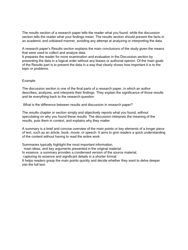 The Results Section of A Research Paper Tells The Reader What You Found ...