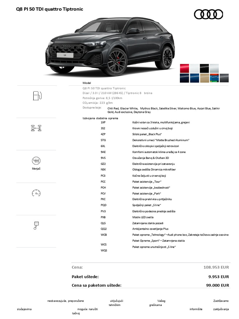 Q8 PI 50 TDI Akcija | PDF
