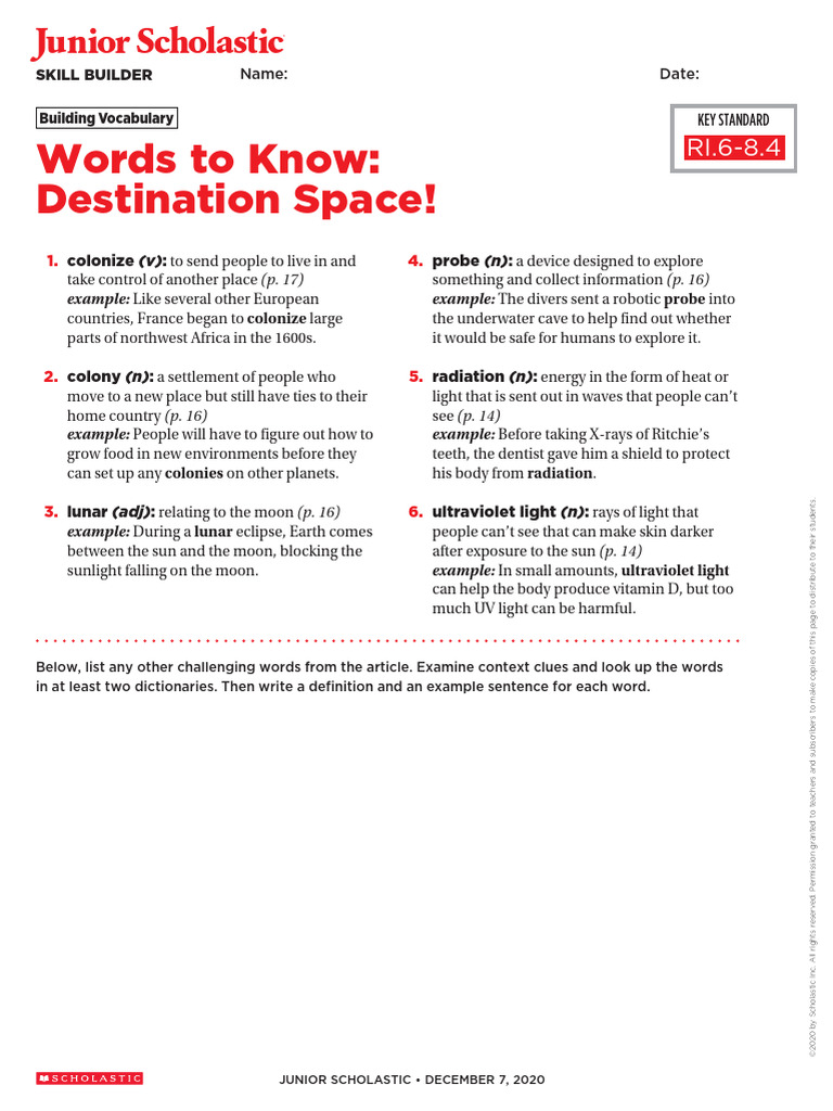 Vocabulary for Space Exploration | PDF | Moon | Ultraviolet