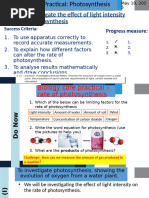 PRACTICAL 1 Effect of Light Intensity On Photosynthesis | PDF