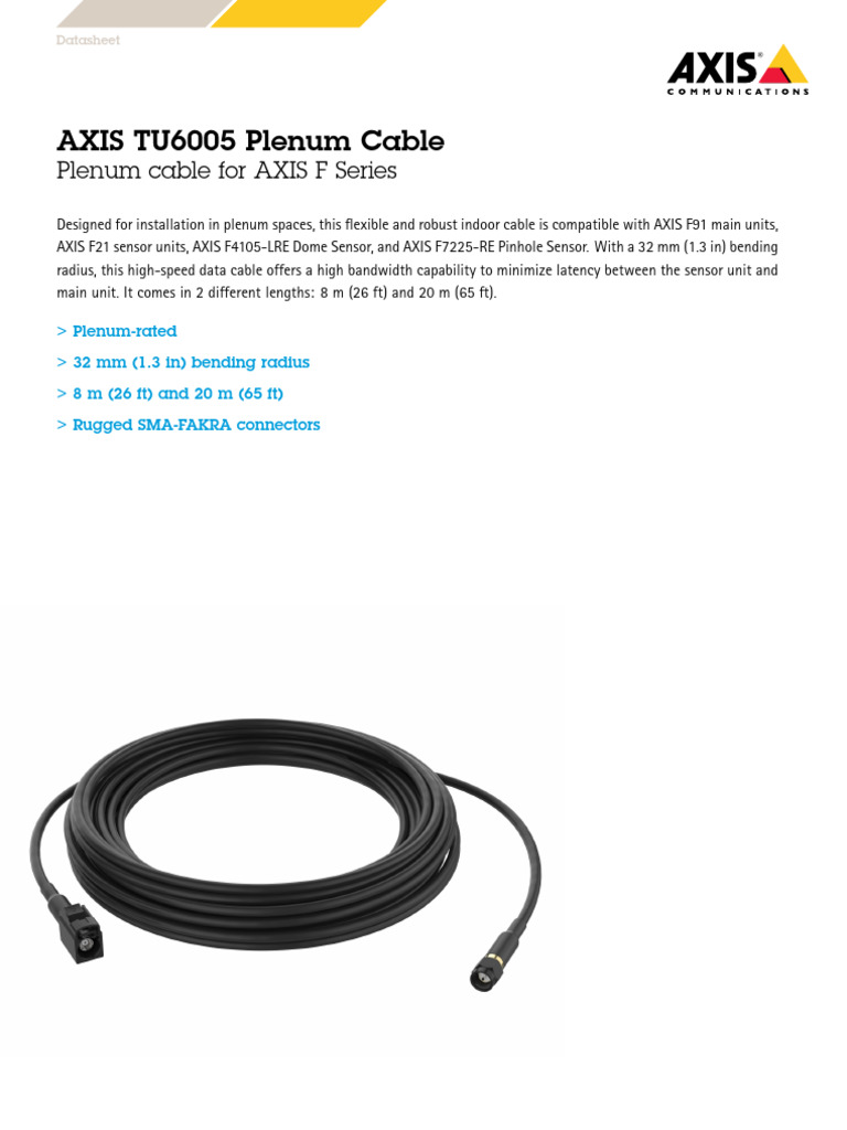 Datasheet Axis Tu6005 Plenum Cable en US 387824 | PDF ...